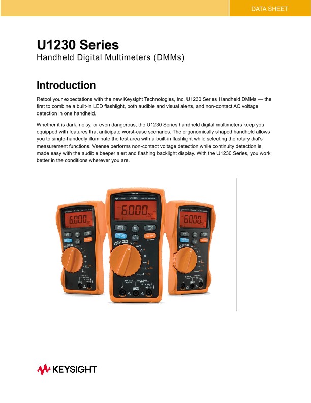 U1230 Series Handheld Digital Multimeters PDF Asset Page | Keysight